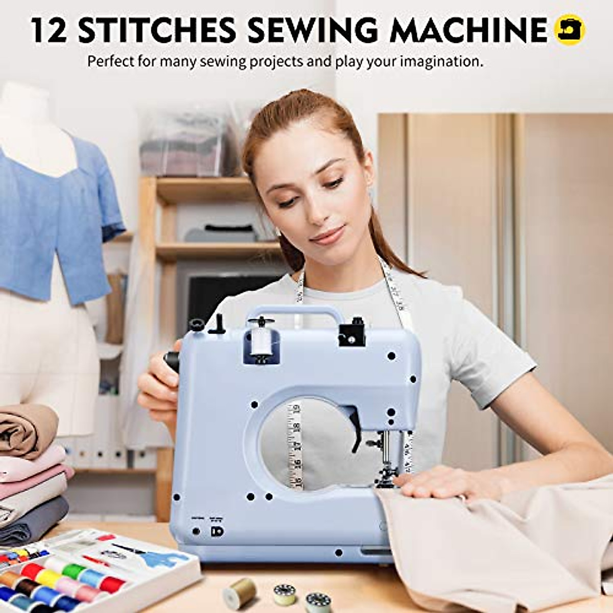 Magicfly Portable Sewing Machines, 12 Built-in Stitches Mini Sewing ...