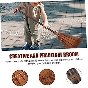 CHILDWEET Creative Hand Made Broom for Kids Educational Toy Dust Removing Broom Natural Straw Broom for Indoor Sweeping Childrens Cleaning Broom