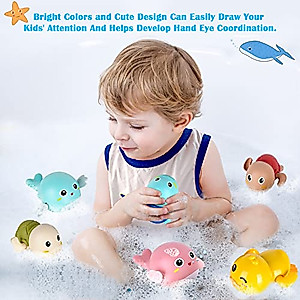 Bath Toys, 4 Pack Baby Bath Toys for Toddlers 1-3, Floating Wind-up Toys Swimming Pool Games Water Play Set Xmas Gift for Bathtub Shower Beach Infant Toddlers Kids Boys Girls Age 1 2 3 4 5 6 Years