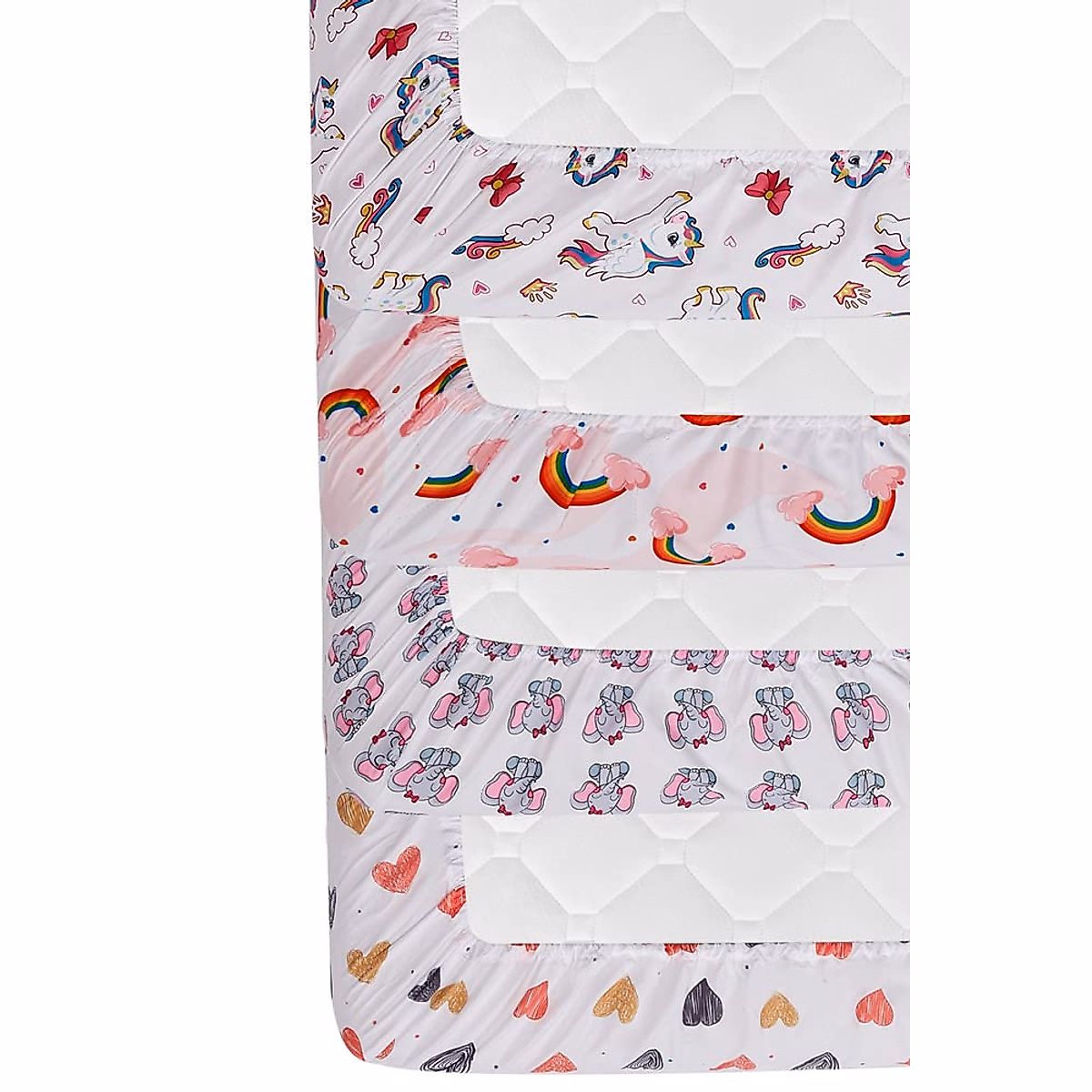 4 Pack Baby Girl Crib Sheets Fitted Pink Crib Sheet Portable Mattress Cover or Toddler Bed Sheets for Girls (Magic)