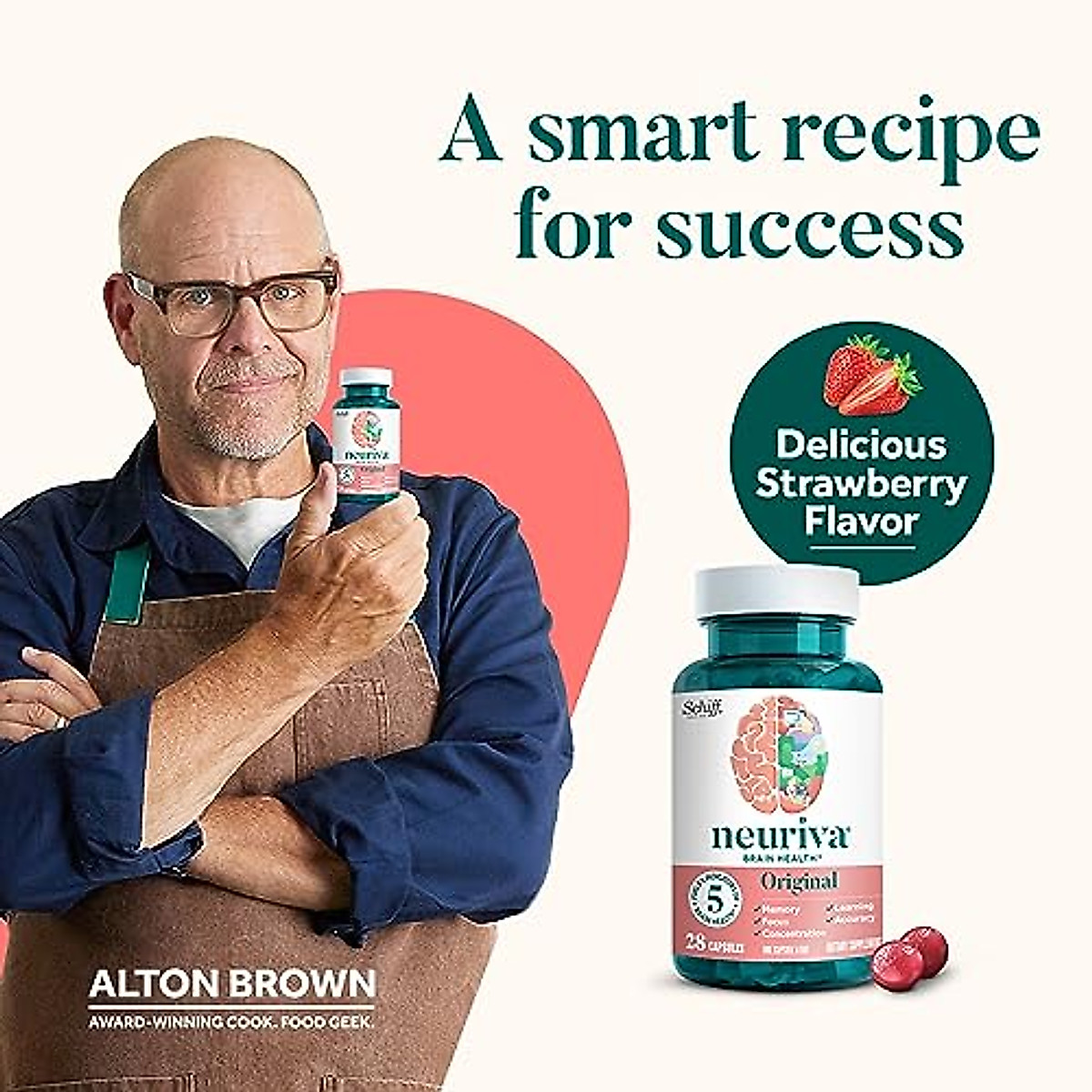 NEURIVA Brain Supplement for Memory & Focus with Phosphatidylserine & Neurofactor, Caffeine-Free Gummies