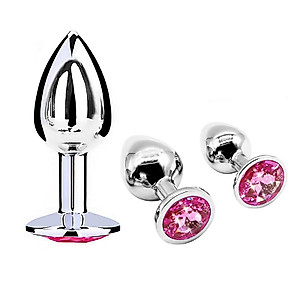 3 Sizes of Stainless Steel Universal Suction Cup Realistic Classic Dick Plug Double Headed (Pink) for Men and Women