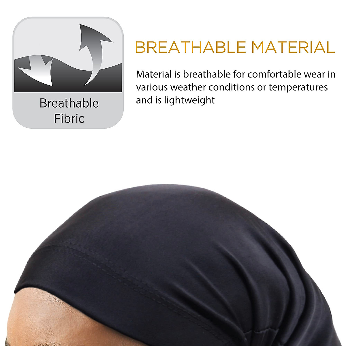 Titan Black Spandex Dreadlock Skull Cap 1PC, Super Jumbo Size