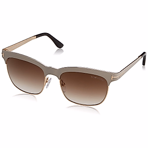 Tom Ford Elena Sunglasses FT0437 25F, Ivory/Gold Frame, Brown Gradient Lens, 54