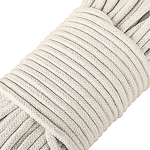 1/4 Inch Natural Cotton Rope, White Craft Rope Clothesline, Used for DIY Rope Baskets, Handicrafts, Candle Wicks, etc, 6MM, 39 Feet.