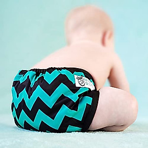 Nicki's Diapers One Size Snap Cloth Diaper Cover | Adjustable Waterproof Cover for Baby Boys or Baby Girls | Coves Prefold Cloth Diapers, Flat Diapers, or Fitted | 8-35+lbs (Squeeze The Day)