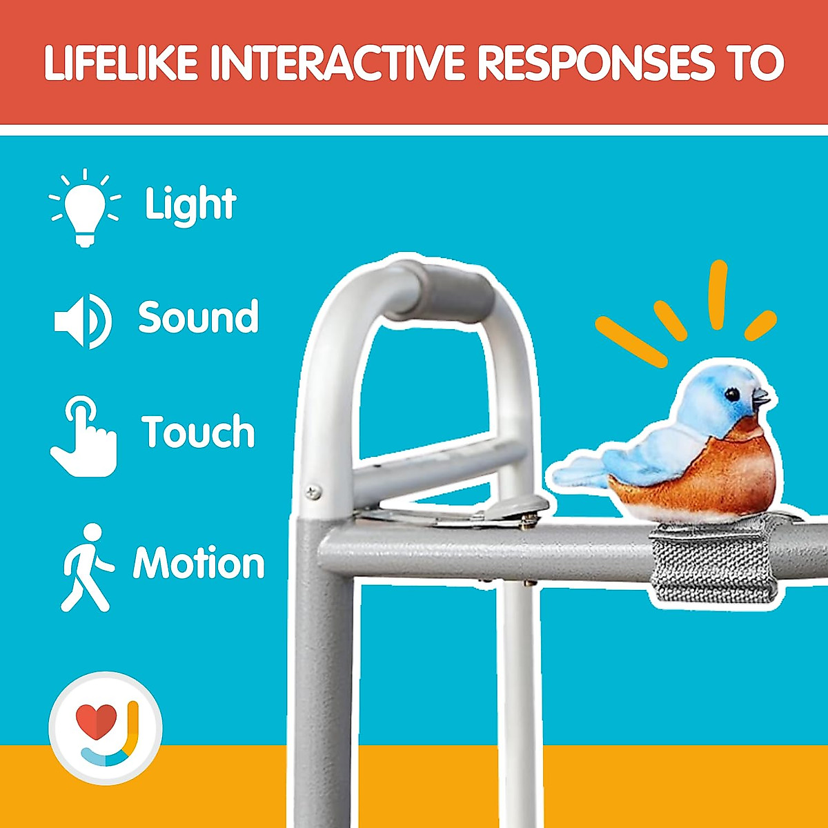 Joy for All Walker Squawker Cheery Animatronic Bird for Companionship and to Help You Remember Your Walker - Cardinal,Red