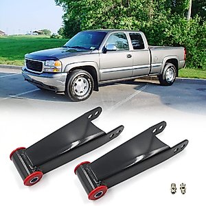 3" Suspension Rear Drop Shackle Kit Fits For 2001-2010 Chevrolet Silverado GMC Sierra 1500HD 2500HD 3500HD Replaces Lowering Shackles 410730