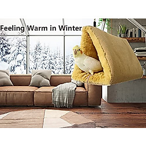 Vehomy Winter Warm Bird Nest Bird Parrot Hammock Swing Fluffy Bird Sleeping Bed Parrot Hideaway Bird Shed Hut House for Cockatiels Parakeet Budgies African Grey Hamster Ferret M