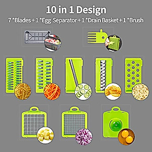 T-GOGO Pro Vegetable Chopper:10-in-1 Mandoline Slicer,Onion Chopper Slicer Dicer,Egg Separator Slicer,Vegetable Chopper Cutter Slicer,Pro Food Chopper Cutter Dicer Slicer with Container for Kitchen