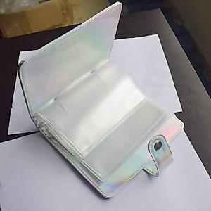 20 Slots Silver Laser Nail Art Stamp Plate Holder Stamping Plates Storage Bag Cases Rainbow Practical Empty Rectangle Plates Big Size 14.5×9.5cm Organizers