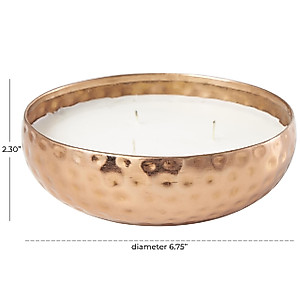 Deco 79 Metal Decorative Candle Tropical Breeze Scented Hammered 20 oz 3 Wick Aromatherapy Candle with White Wax, Wax Aromatherapy Candle 7" x 7" x 2", Copper