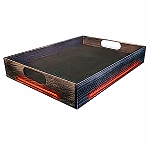 Hand-Made Custom Black Rustic Serving Tray with LED Lights Decorative Tray