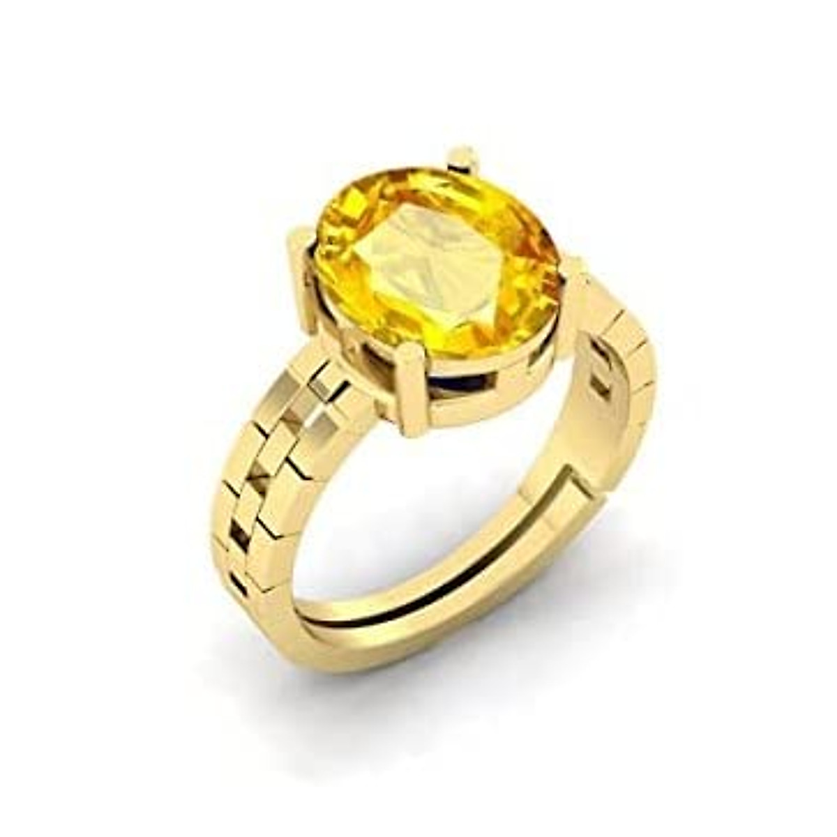SirDaksh 3.25 Carat Original Yellow Sapphire Oval Cut Statement Gold Ring