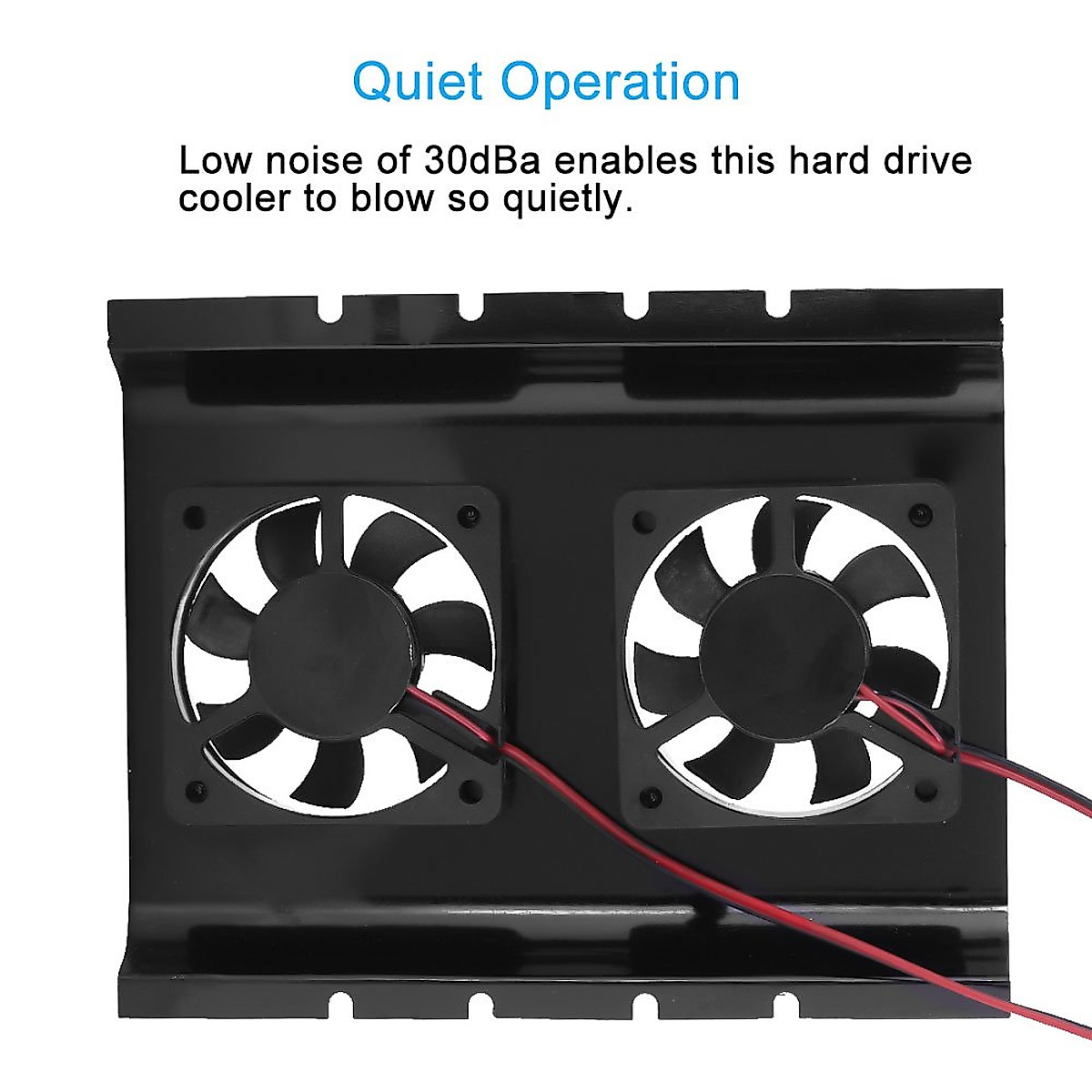 ASHATA HDD Fan Cooling Cooler, 3.5" Hard Disk Drive Fan Cooling Cooler Gold Tone, Hard Disk Cooler for HDD with Fast Heat Dissipation, 2 Fans Design(Black)