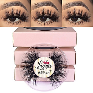3D Mink Lashes, MIKIWI D390-3, 3 Pairs Lashes, Mink Eyelashes, Thick HandMade Full Strip Lashes, Cruelty Free, Luxury Makeup, 20mm mink eyeLashes (D390-3)