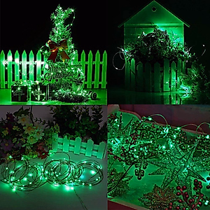 YEGUO 4 Pack Solar Christmas Lights Outdoor Waterproof, Each 100 LED 33ft Solar String Lights, 8 Modes Blue Solar Fairy Lights