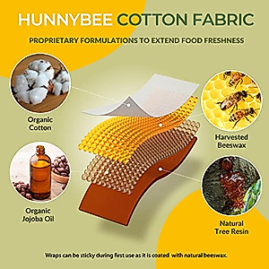 HUNNYBEEE Beeswax Wrap - (7 packs) Beeswax Paper Food Wrap | Sustainable Products | Eco-friendly Waxed Food Wrap | Bees Wax Wrap | Burrito Wrappers Cling | Bee Wax Food Wrappers