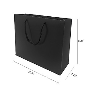 yacool Black Gift Bag 11" x 3" x 8" with Greeting Card, Sticker and Tissue Paper for Birthday, Valentine, Party, Baby Shower, Girls, Boys