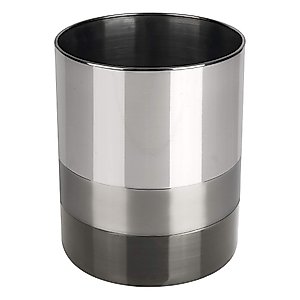 nu steel Triune Wastebasket & Trash Bin in 3-Tone Shiny Gray Stainless Steel for Bathrooms & Vanity Spaces