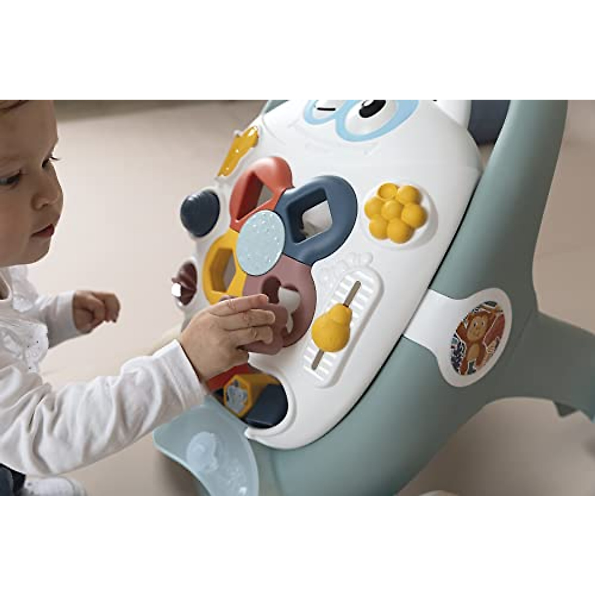 Little Smoby Baby Walker by Smoby Detachable Activity Play Board Baby’s First Doll Pushchair Toy Grows with The Child from Activity Board to Walker with Fun Colours, Actions and Sound, 7600140304