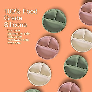 littlepanda Suction Plates for Toddlers and Babies 100% Silicone Divided Plates for Kids Baby Led Weaning Supplies Microwave & Dishwasher and Oven Safe Toddler Plates 3 Pack