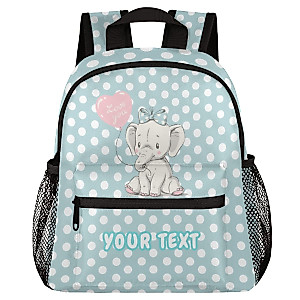 AUUXVA Baby Elephant Custom Kid's Name Toddler Backpack,Blemishes Personalized Backpack with Name/Text for Kids Boys Girls 3-6 Years Preschool Kindergarten Daycare Bag with Chest Strap