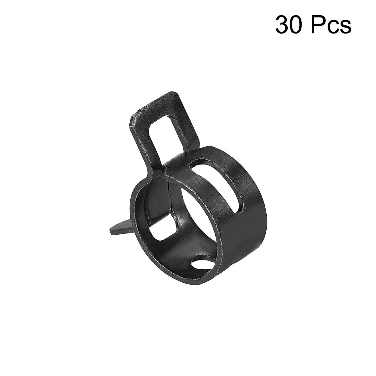 uxcell Steel Band Clamp 12mm Inner Dia Fit 12.0-12.7mm OD Hose Spring Band Type Action Fuel Line Silicone Tube Clip Clamp Black 30Pcs