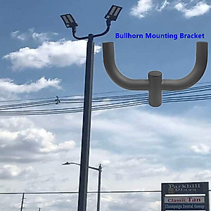 1000LED 180 Degree Double Bullhorn Mounting Bracket, 2-3/8 Inch Slip Fitter, Steel, For LED Shoebox Lights, Street Lights, Parking Lot Lights