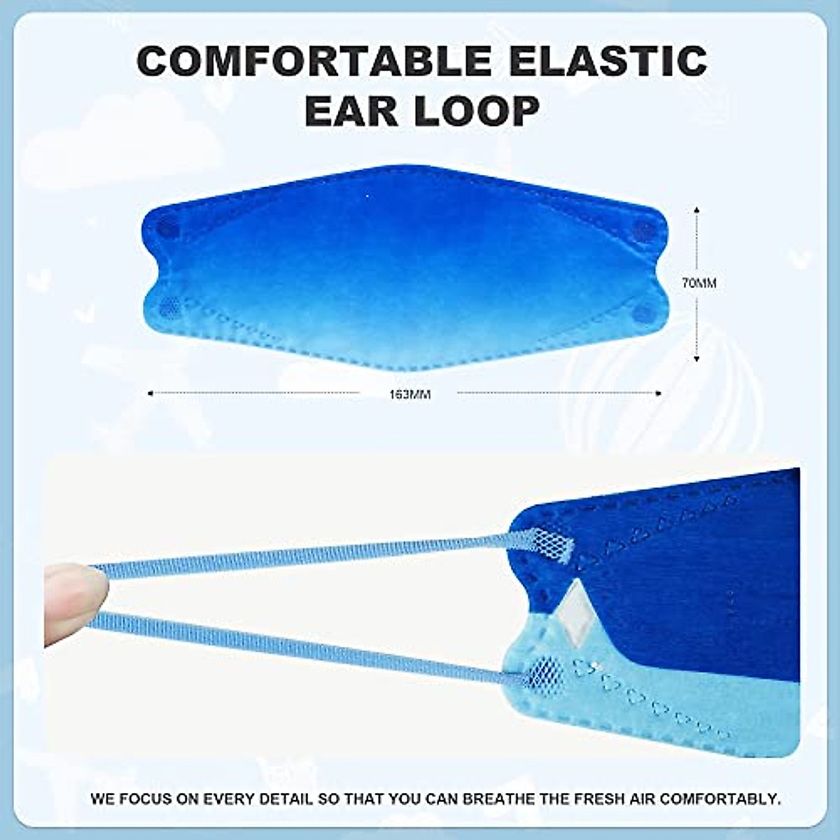 Sheal 50PCS Disposable 4-Layer Kids Face Masks Protection Breathable Comfortable 5 Gradient Colors for Kids (3-5 Years)