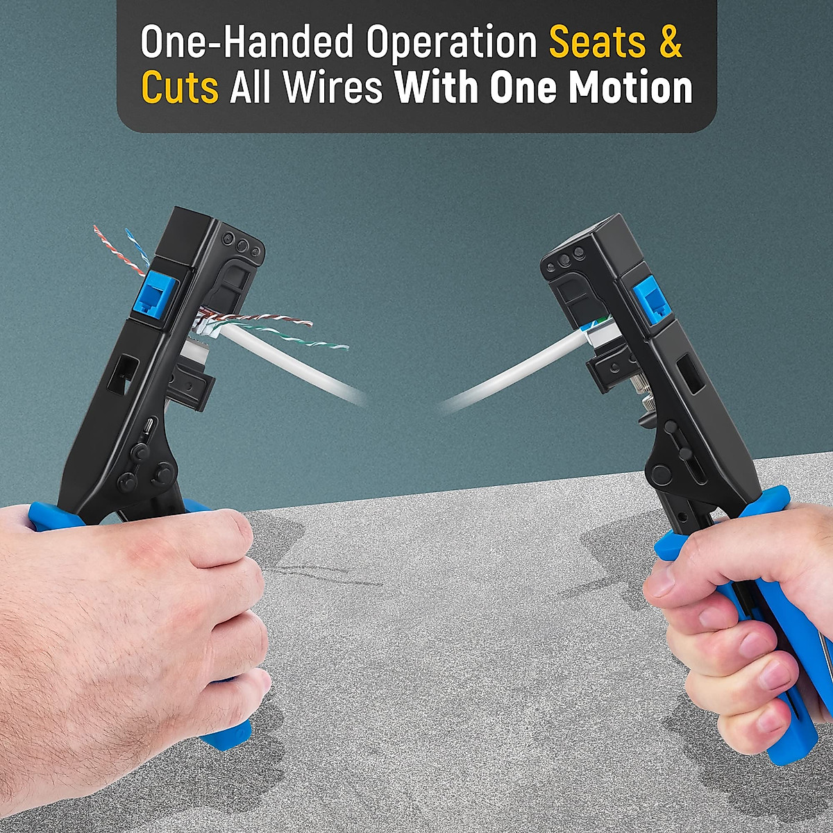 Everest Media Solutions Bundle – 2 Items: easyJACK - Speed Termination Tool + 50 Pack of RJ45 CAT6 UTP Keystone Jacks - Blue