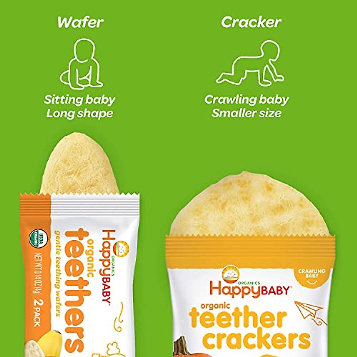 Happy Baby Gentle Teethers Organic Teething Wafers Banana Sweet Potato, Soothing Rice Cookies for Teething Babies Dissolves Easily Organic Gluten Free No Artificial Flavor,0.14 Ounce (Pack of 12)