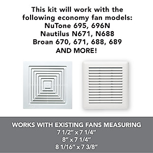 Broan-NuTone RE70BN 70 CFM Bathroom Exhaust Fan Replacement Motor Kit, Easy DIY Replacement Motor Kit for 70 CFM and 50 CFM Bath Fans, White