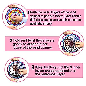 Wind Spinners for Yard and Garden - 12 inches Large - 3D Reflective Stainless Steel Hanging Wind Spinners - Home or Outdoor Decor - Kinetic Metal Art Design - Ideal for Gifts (12 Inches, Galaxy)