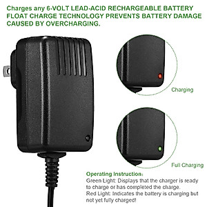 RUSFOL [UL Listed] 6-Volt Battery Charger for Moultrie Battery (Input 100-240V, Output 6V 0.6A)