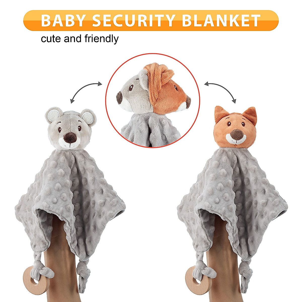 Donty-Tonty Baby Blanket with Stuffed Animals Easter Baby Gift -Security Snuggle Blanket Lovie Soft Lovey Plush Toy for Babies, Infant, Newborn, Toddler, Baby for Girls and Boys