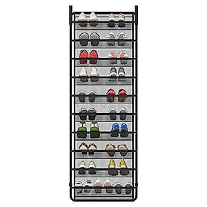 FKUO 10 Tier Over The Door Shoe Organizer Hanging shelves Shoe Storage Shoe rack for Closet entryway Space Saving (10 Layer, Matte black)