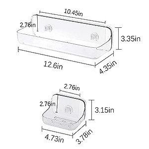 TZAMLI Shower Caddy with Soap Dish, Adhesive Shower Organizer Plastic Shower Shelf Wall Mounted Shower Rack for Bathroom Storage (Clear, 3 Pack)