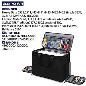 Skureay Sewing Machine Carrying Case, Universal Sewing Machine Tote Bag with Multiple Storage Pockets & Removable Thick Pad - Compatible with Most Standard Sewing Machines and Sewing Accessories