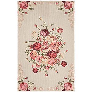 SAFAVIEH Classic Vintage Collection Area Rug - 10' x 14', Beige & Red, Floral Design, Non-Shedding & Easy Care, Ideal for High Traffic Areas in Living Room, Bedroom (CLV115B)