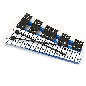 Professional Blue Plastic Soprano Glockenspiel Xylophone with 27 Metal Keys & Notes Engraved into Keys - Includes 2 Plastic Beaters