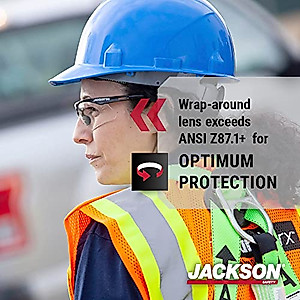 Jackson Safety SG Glasses Anti-Scratch Clear Lenses with Black Frame (Pack of 3), 50000