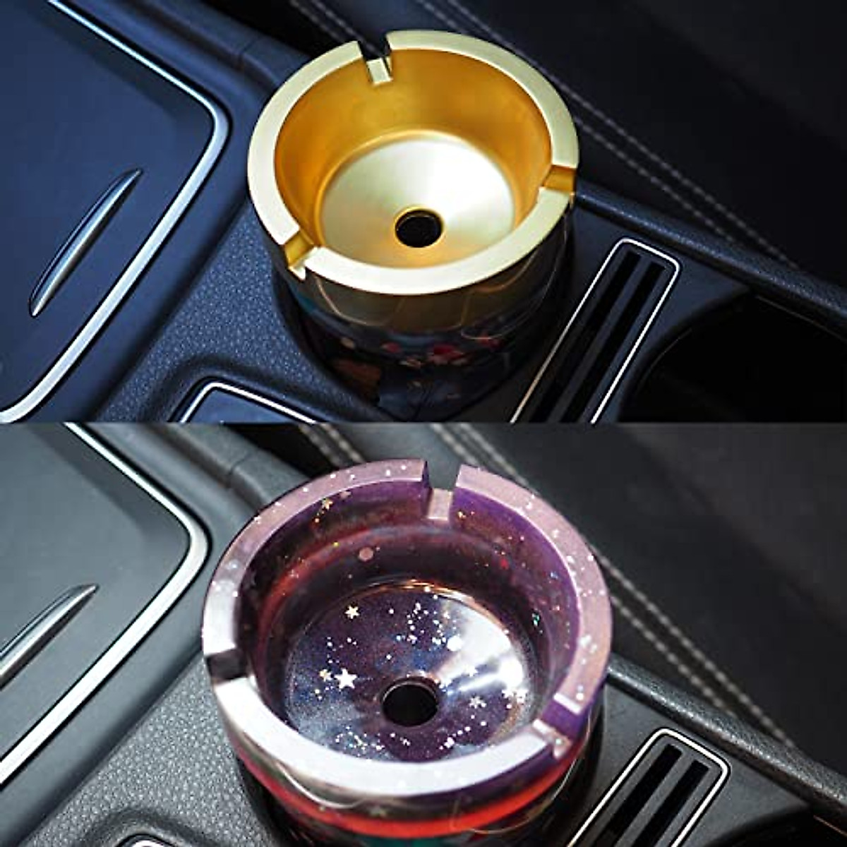 Double Layer Resin Ashtray Mold Kit - Unityown Car Ashtray with Lid Smell Proof - DIY Crystal Silicone Molds for Epoxy Resin Tray Making Tools - Holiday Gift for Father or Boyfriend