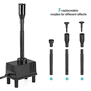 Fountain Pump with Lights Led, 10W 160GPH Submersible Water Pump Fountain for Aquarium Fish Tank Pond Garden Backyard, 600L/H AC 110V