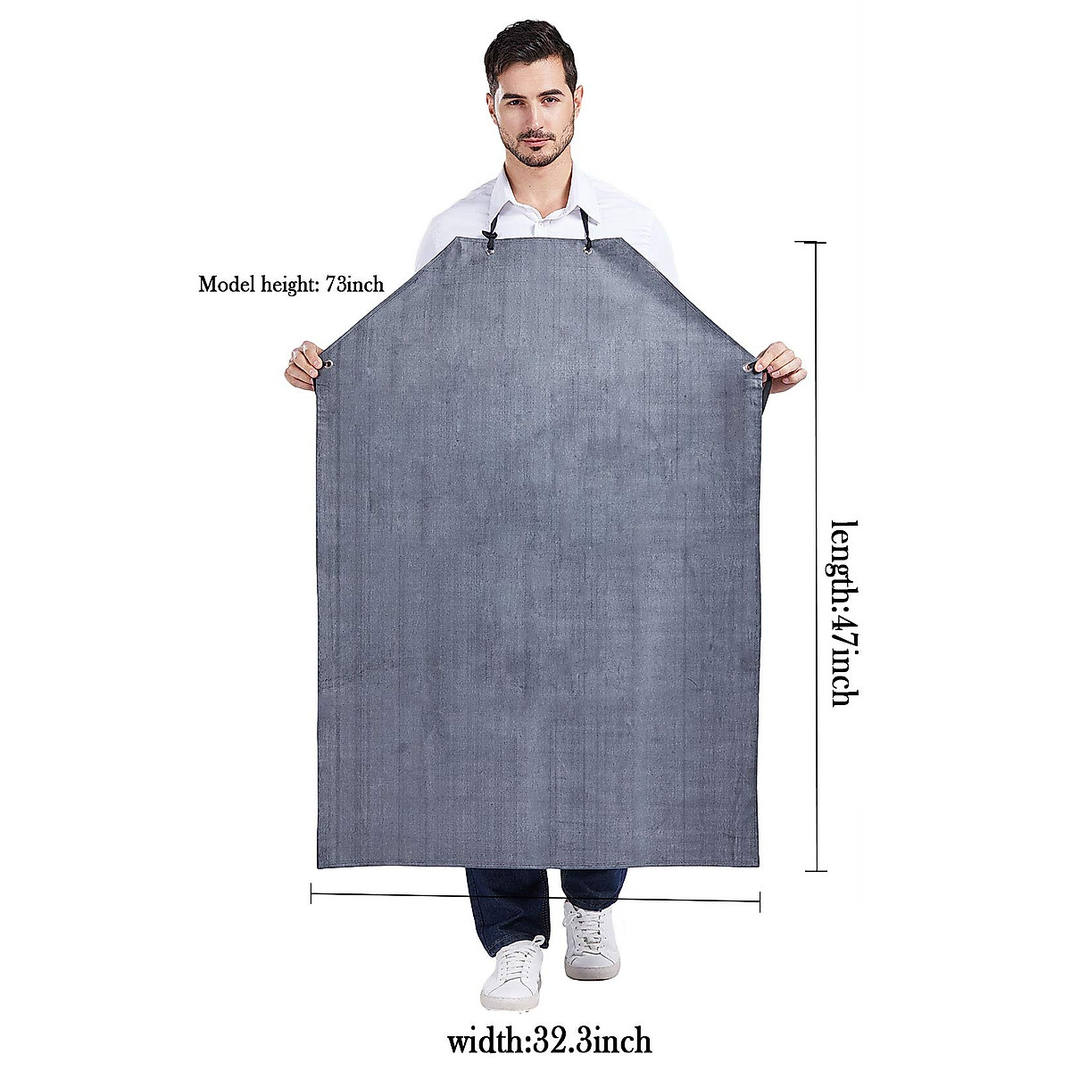 Nanxson Men’s Apron Thick Rubber Waterproof Apron Factory Butcher Adjustable Working Apron CF3024 (white)