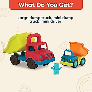 B. toys- B. play- Grab-n-Go Truck Set- 2 Dump Trucks – 1 Large Truck & 1 Small Truck – Big Truck with Handle & Mini Truck with Driver – Toy Trucks for Toddlers, Kids- 1 Year +