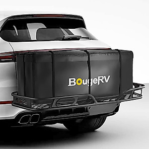 BougeRV Hitch Cargo Carrier Bag with Lock Waterproof Soft Shell 20 Cubic Feet (59" 24" 24") Cargo Bag for Hitch Carrier Include 8 Reinforced Straps for Truck Pickup RV All SUV with Hitch Cargo Basket