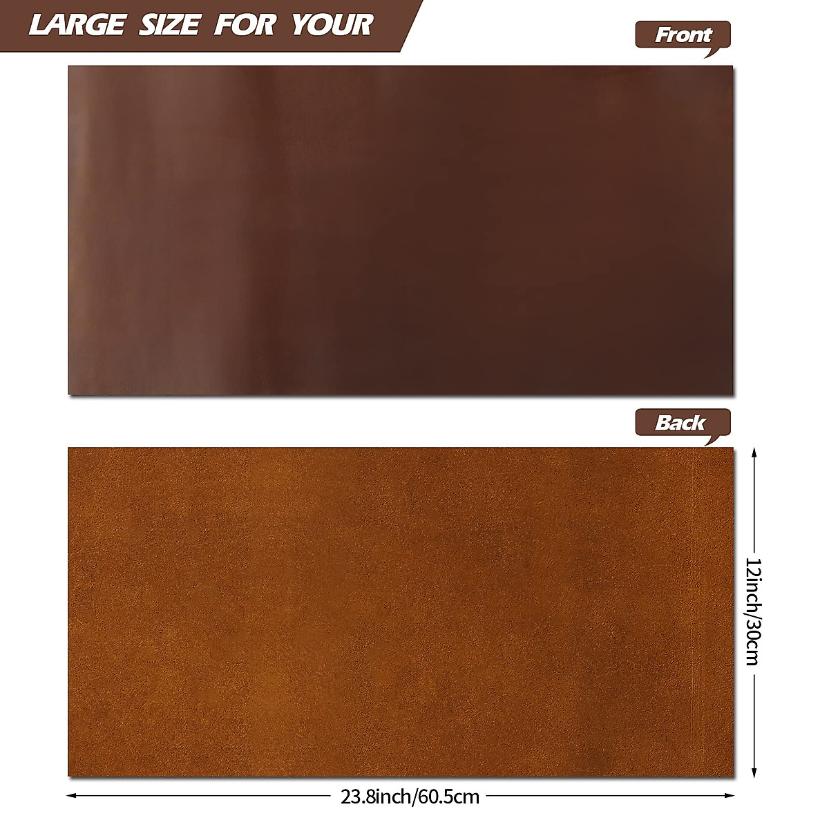 RingSun 12''X24'' Genuine Leather Sheets for Crafts Full Grain Leather Tooling Leather (2mm) Thick Cowhide Leather Pieces Square, Dark Brown