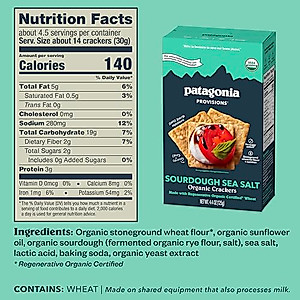 Patagonia Provisions - Sourdough Sea Salt - Certified Organic Crackers - Non-GMO, Plant-Based, No Added Sugar