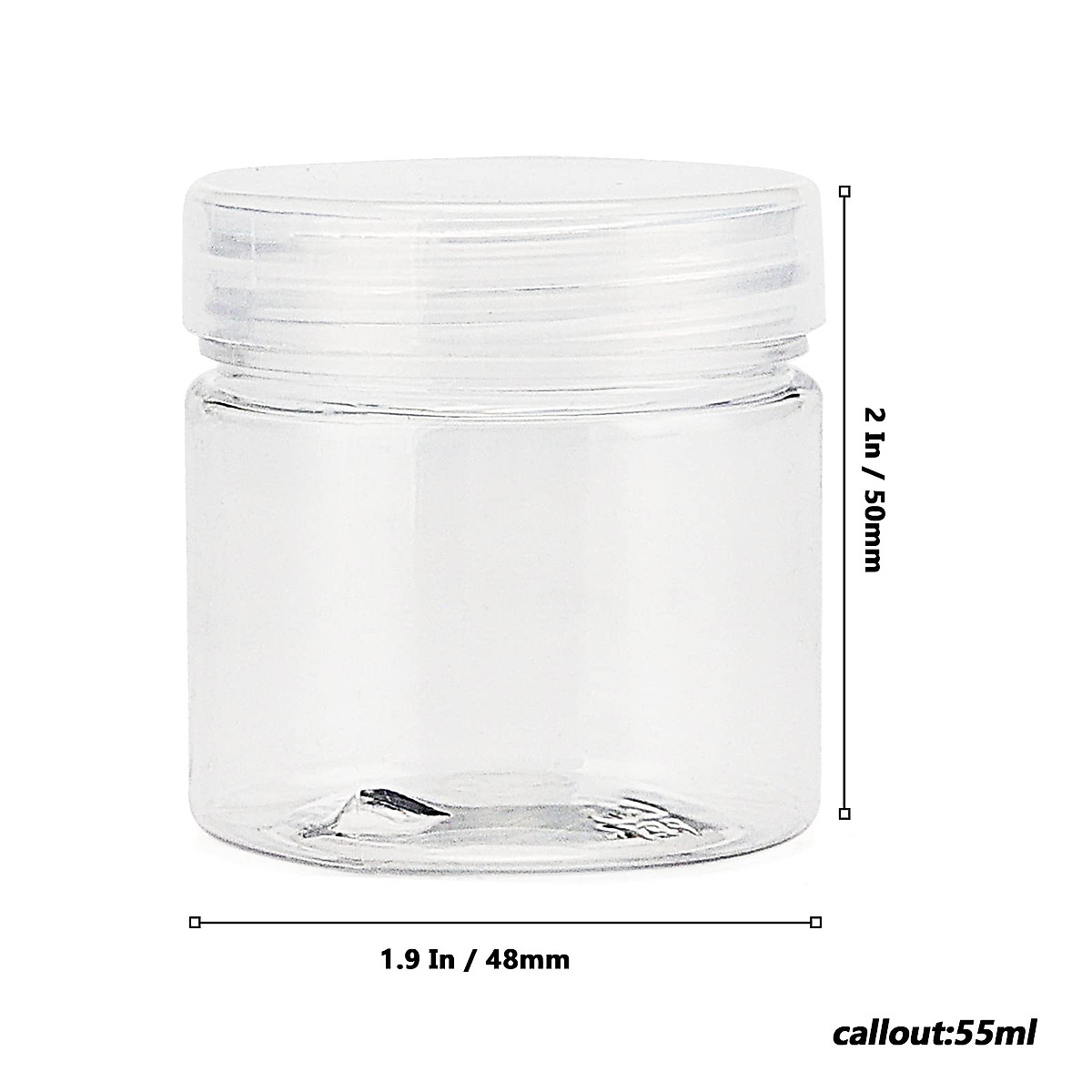 MUKLEI 70 PCS 2oz Clear Plastic Bead Containers, Round Bead Containers with Lids, Mini Sample Container for Lotions, Beads, Candies, Spice